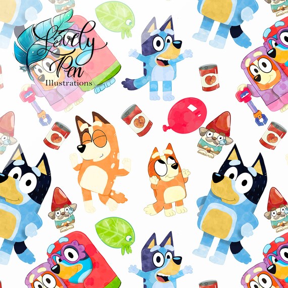 Bluey Seamless File hand painted | Etsy