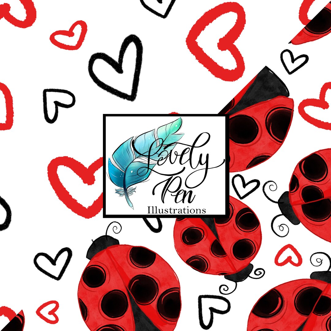 Valentines Love Bug, Lady Bug, Heart Seamless Files - Etsy