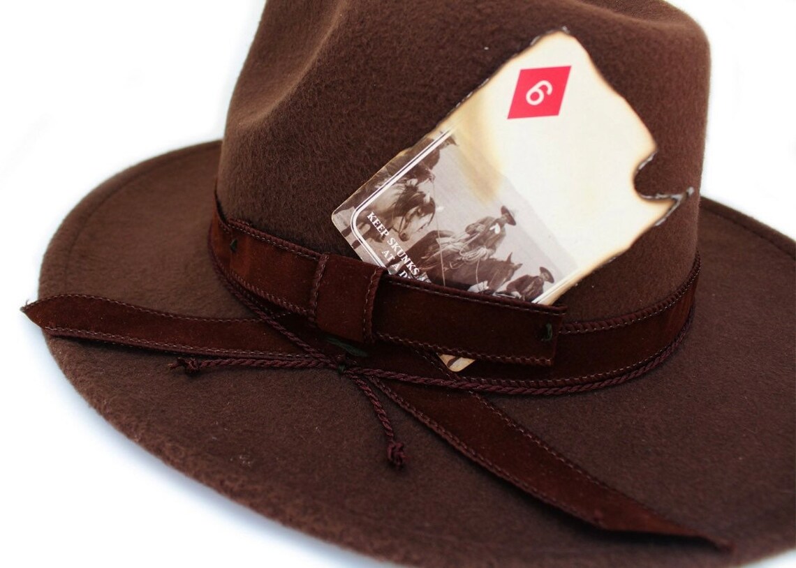 Brown Fedora Hat Playing Card Wide Brim Fedora Hat Felt Hat - Etsy