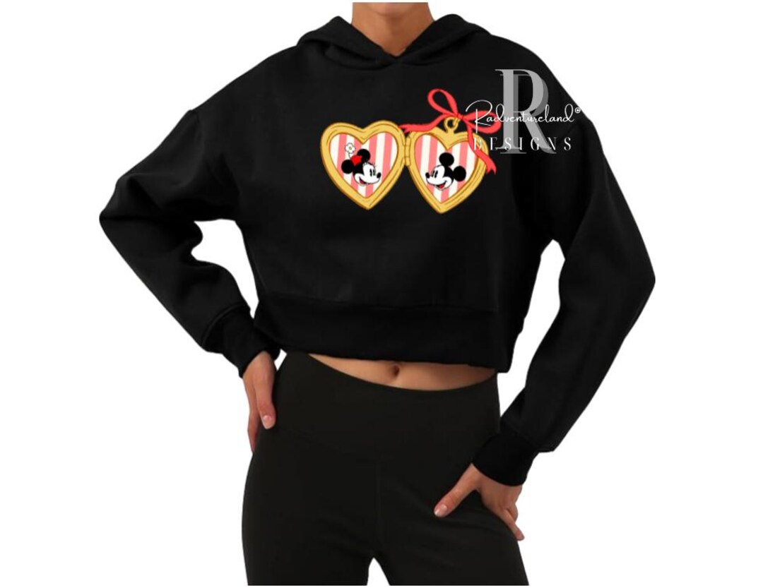 Mickey Mouse Minnie Mouse Locket Coquette Cherry Cropped Hoodie ...