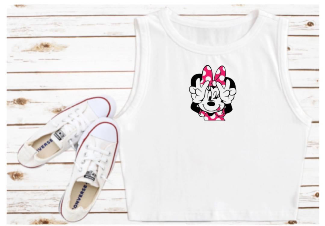 Silly Minnie Mouse Disney Crop Top Tank Mickey Mouse Girlfriend Cropped ...