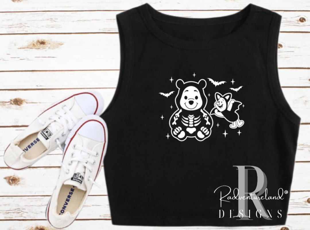 Pooh Bear Skeleton Bat Piglet Crop Tank Disney Shirt Disney Crop ...