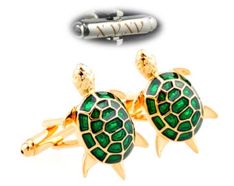 Red turtle Cufflinks.Animal Cufflinks.personalizedname | Etsy