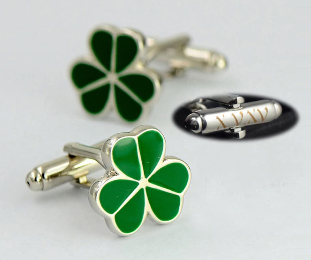 Custom Cufflinks Four Leaf Clover Cufflinks Men's Cufflinks Shamrocks ...