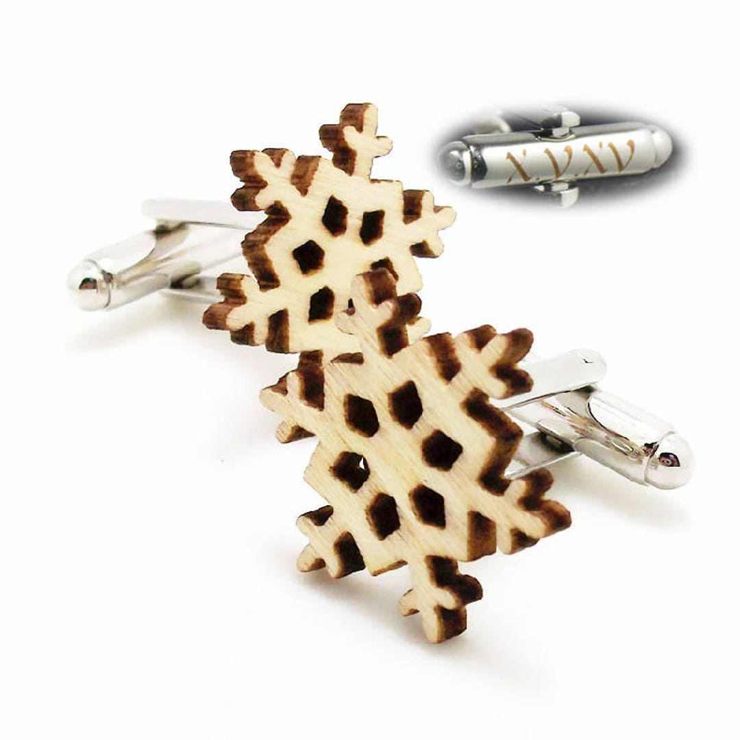 Snowflake Cufflinks,.holiday Cuff Links, Wood Cufflinks,gift for ...