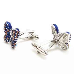 Blue Enamel Butterflies Cufflinks,cuff Links,butterfly Cufflinks, Mens ...