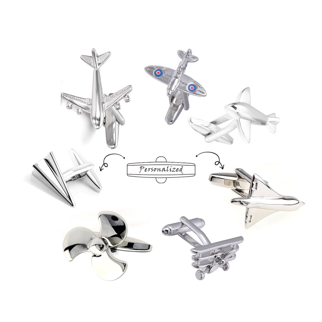 Personalized Airplane Cufflinks Set Custom Engraved Name Groomsmen ...