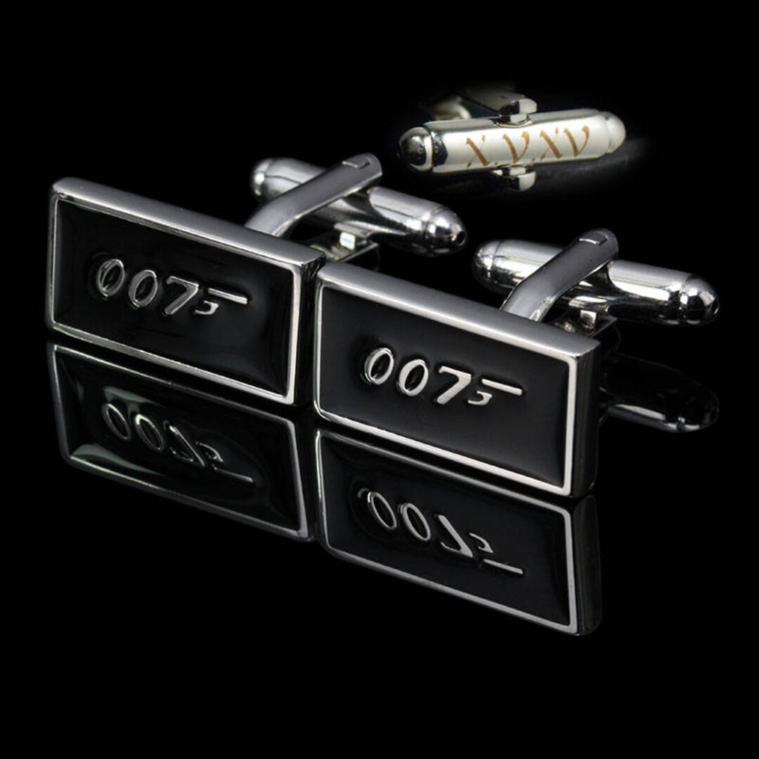 Customized 007 Cufflinks Personalized Gifts Groomsman Cufflinks Black ...