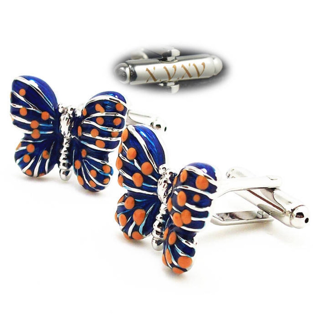 Blue Enamel Butterflies Cufflinks,cuff Links,butterfly Cufflinks, Mens ...