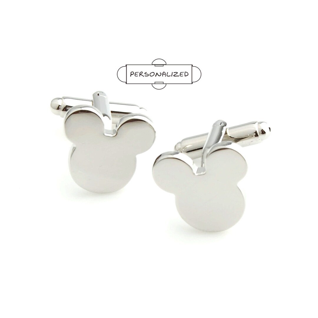 Personalized Name Mickey Mouse Cufflinks. Mickey Silver Shaped Head ...