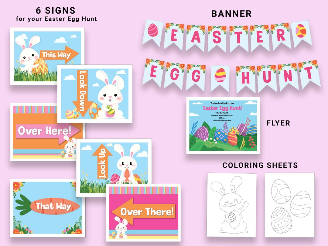 Kids Easter Egg Hunt Bundle, Kids Easter Egg Hunt, Easter Party Decor ...