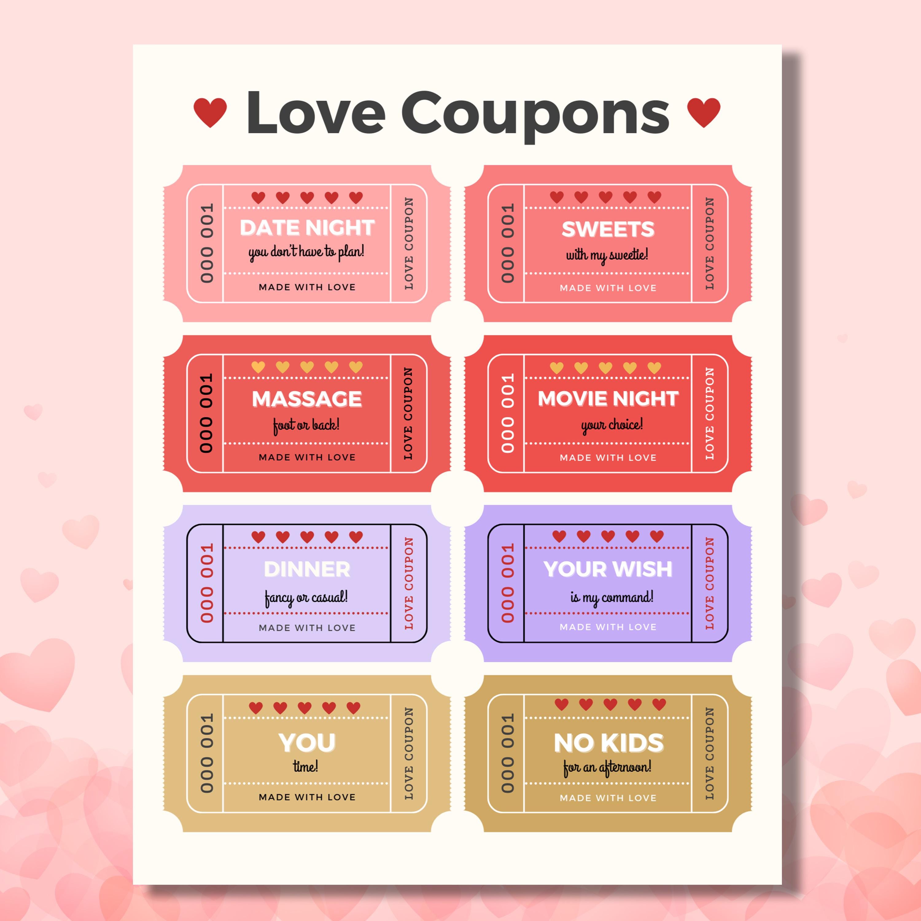 Editable Love Coupons Printable, Valentine's Love Coupons, Valentine's ...