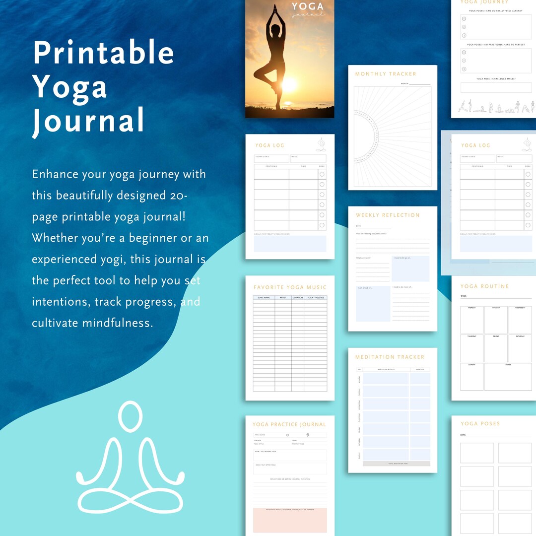 Yoga Journal Printable, Meditation Journal, Mindfulness Log, Wellness ...
