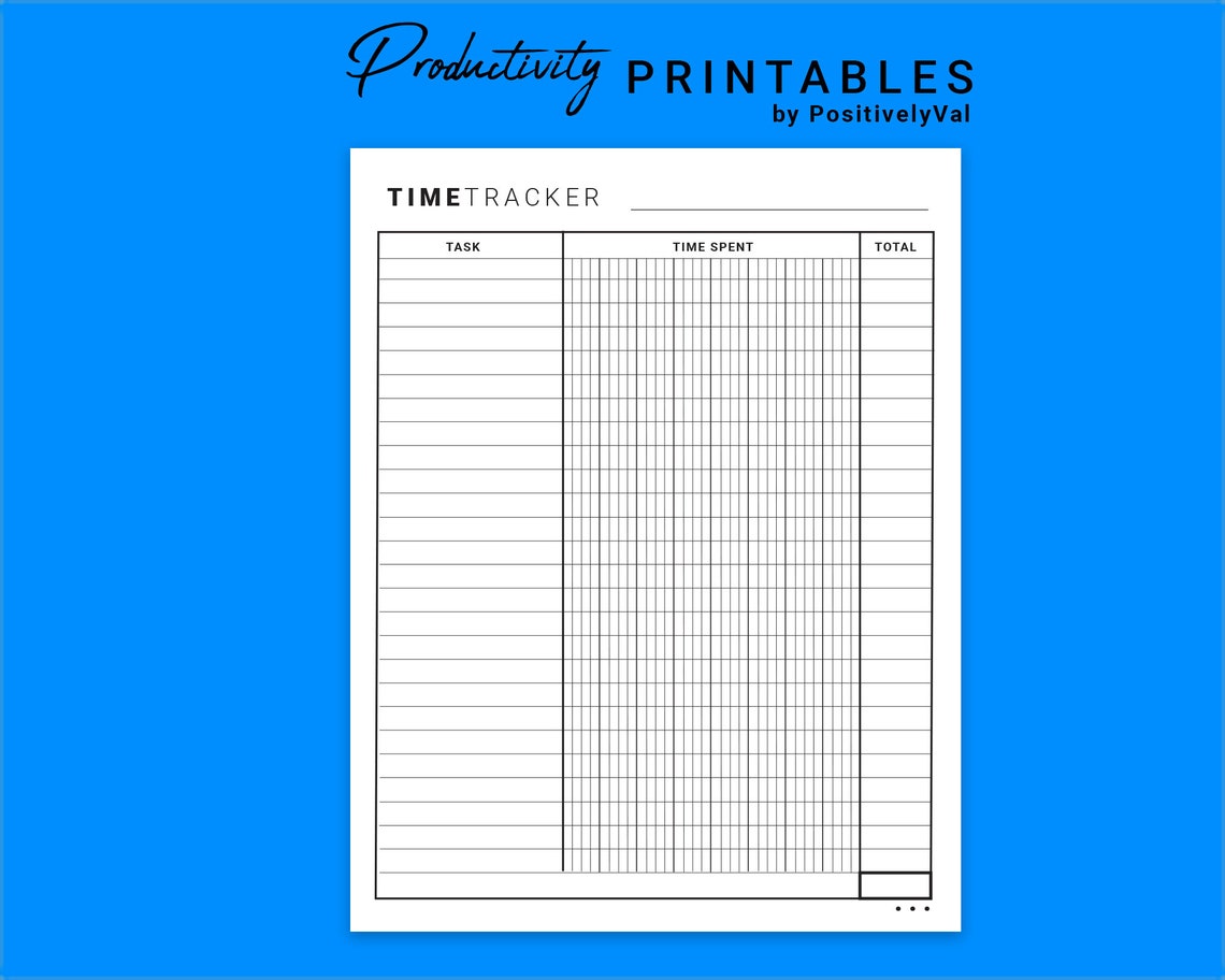 Time Tracker Printable PDF Productivity Printable Planner - Etsy