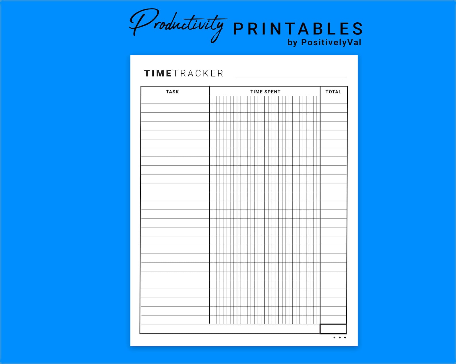 Time Tracker Printable PDF Productivity Printable Planner - Etsy