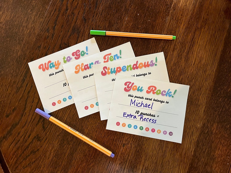 Classroom Retro Teacher Motivational Punch Cards School Back - Etsy