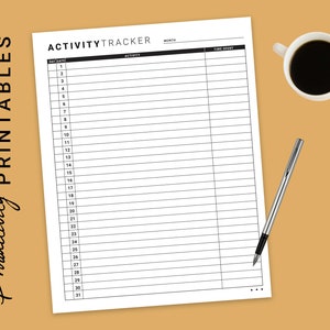 Activity Tracker Printable PDF, Keep Track of Activities, Track ...
