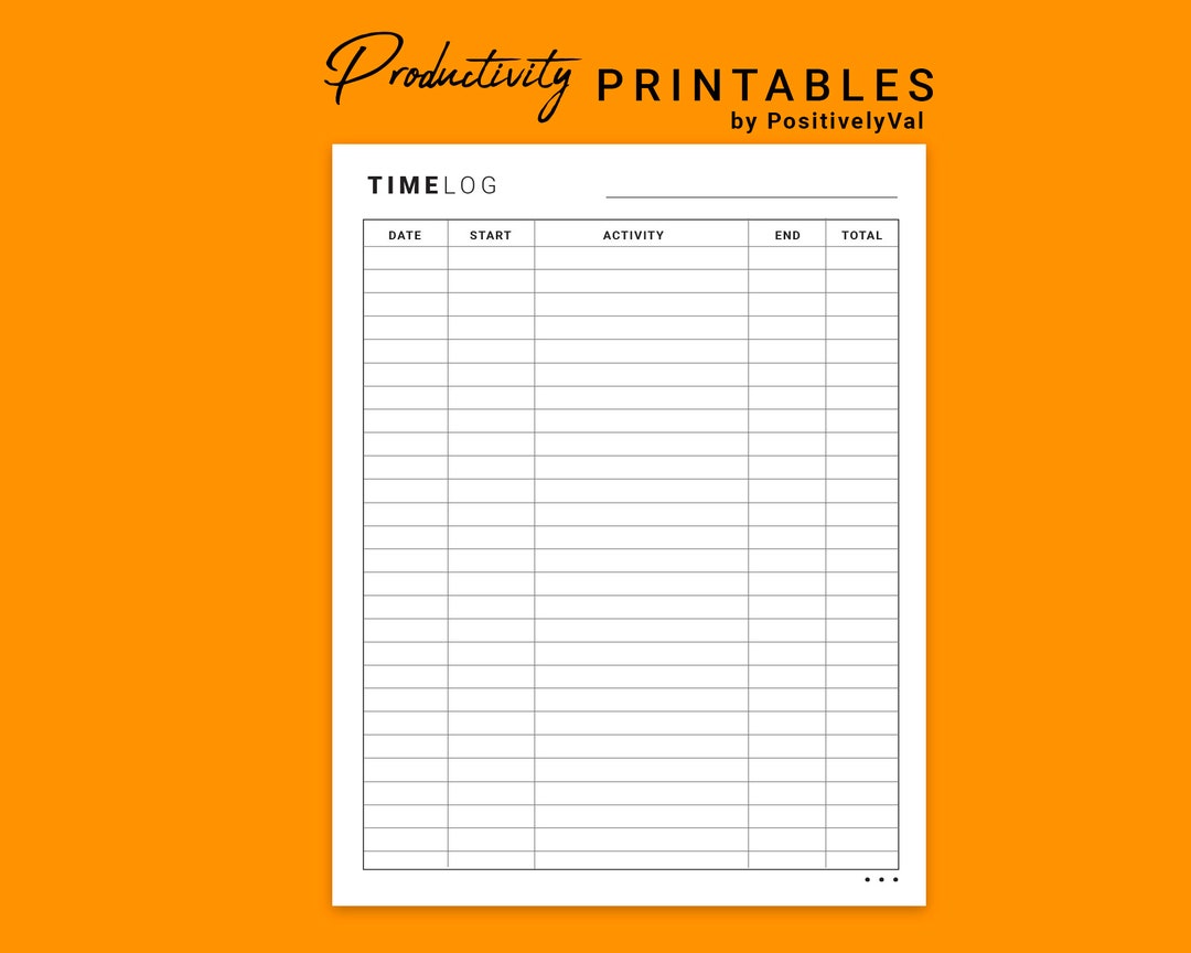 Time Log Printable PDF Productivity Printable Happy - Etsy