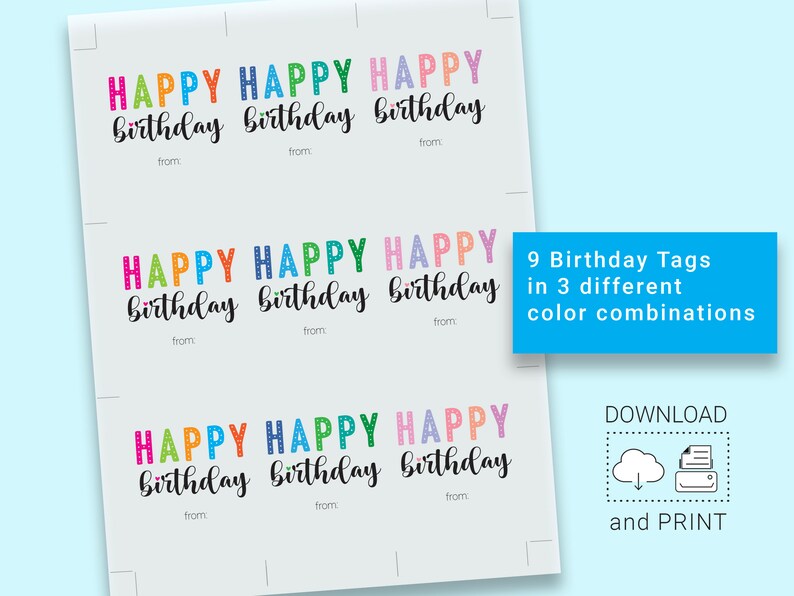 Happy Birthday Printable Birthday Gift Tags, Printable Gift Tags ...