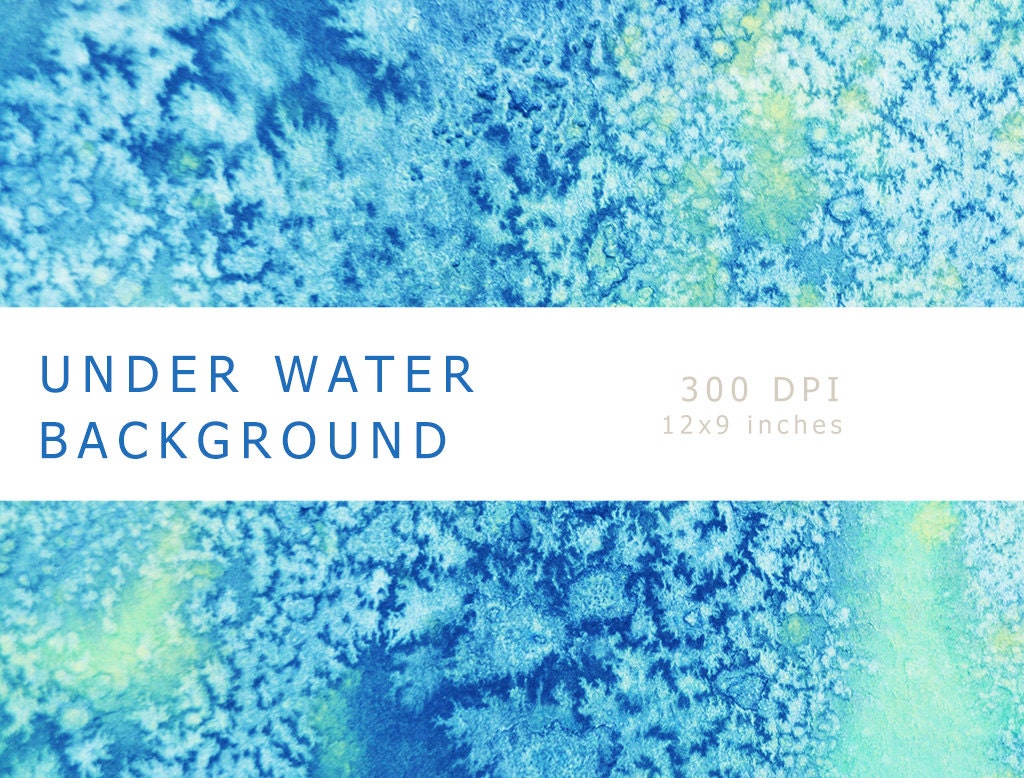 Watercolor Under the Water Backgrounds Clip Art, Instant Download, Blue ...