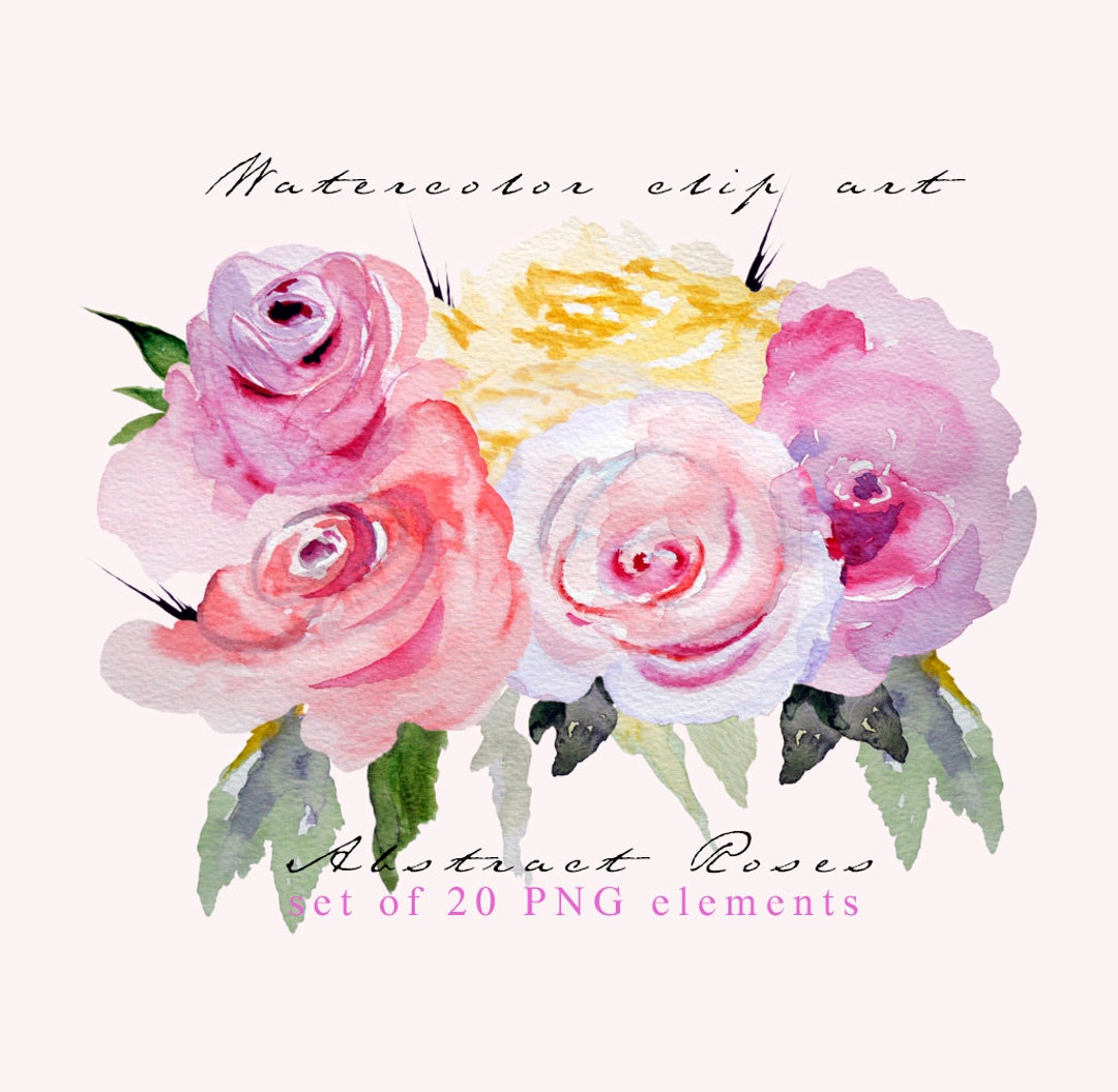 Hand Painted Watercolor Rose Clipart - Abstract Rose - Etsy