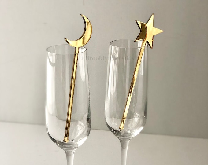Celestial Drink Stirrer Set (star and Moon Assorted Set of 6) | Star ...