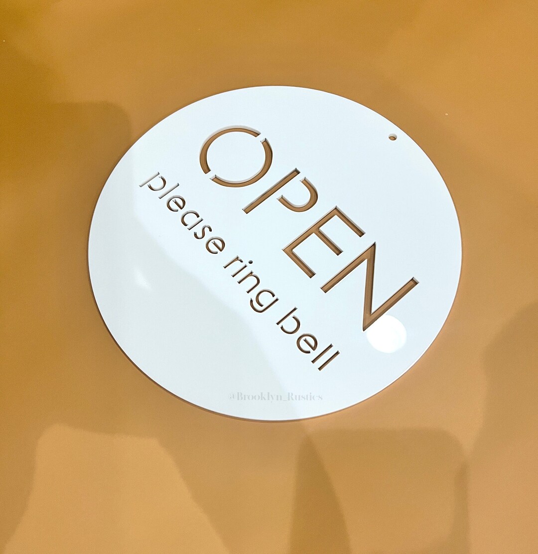 Round OPEN Sign • Shop Sign • Round Door Sign • Storefront Open Sign ...