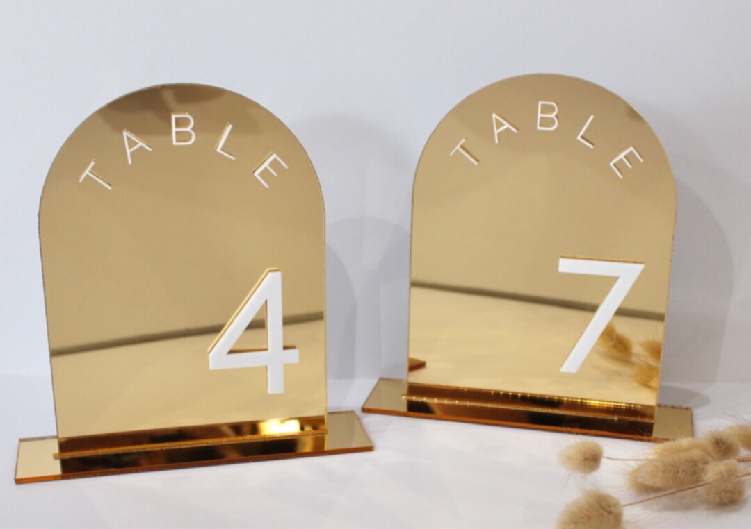 Modern Table Number • Table Number Signs • Mirror Acrylic Table Numbers ...