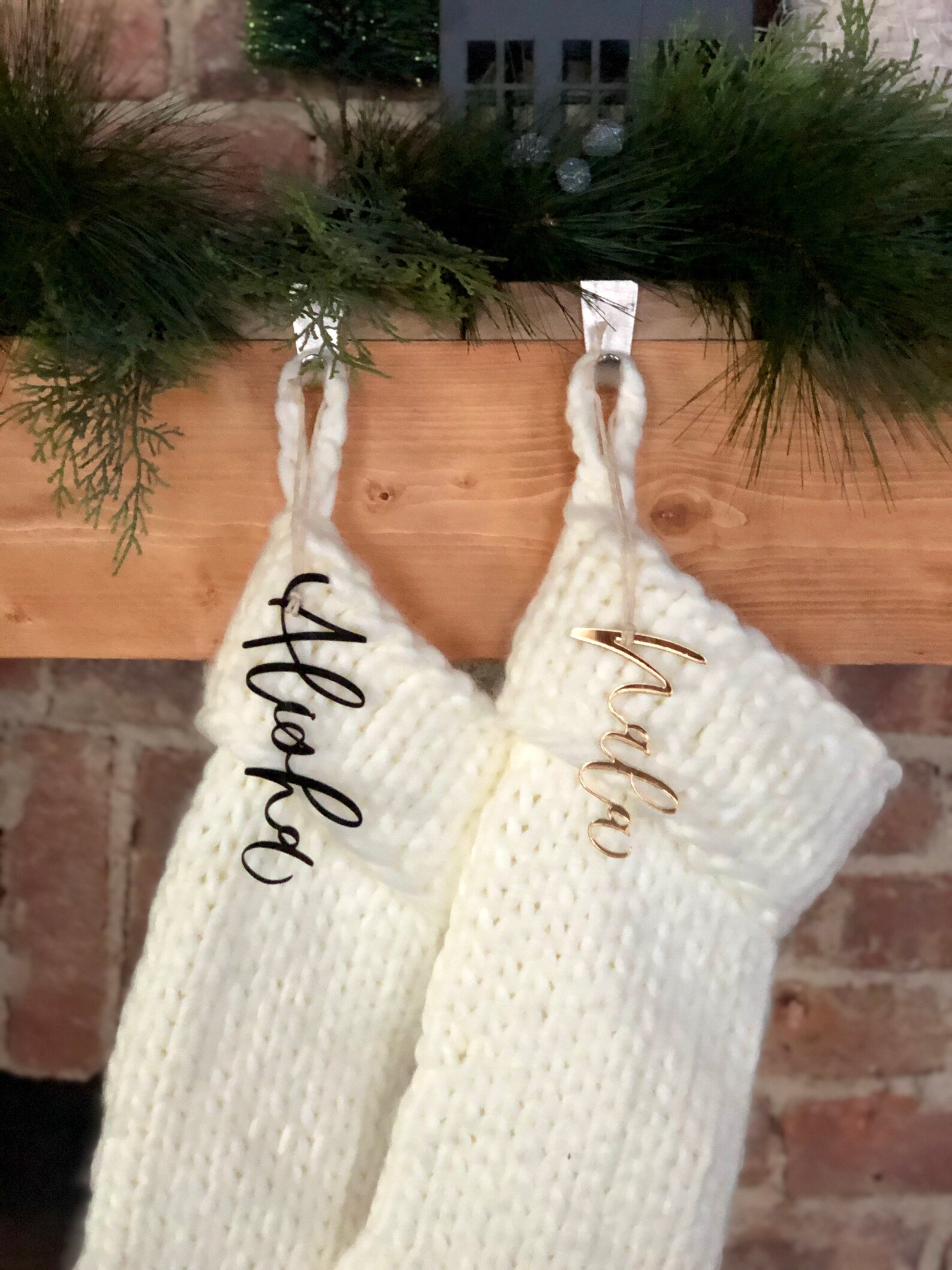 Laser Cut Stocking Tags • Acrylic Name Tags • Gold Stocking Tags ...