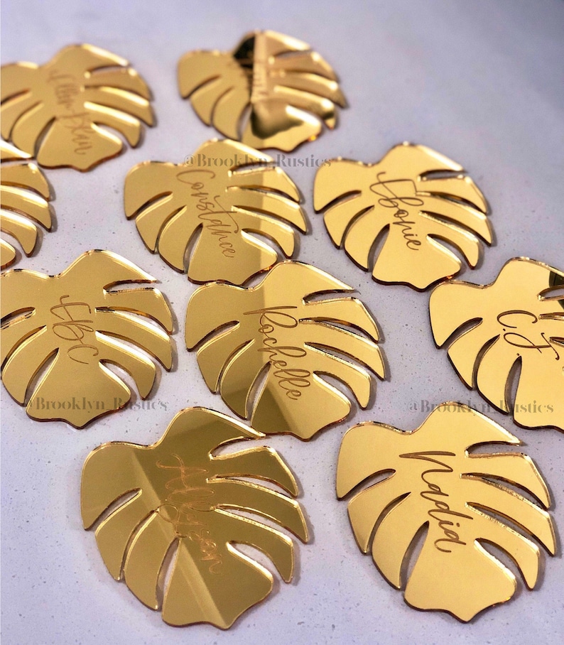 Monstera Leaf Place Card • Escort Cards • Tropical Party Place Cards ...