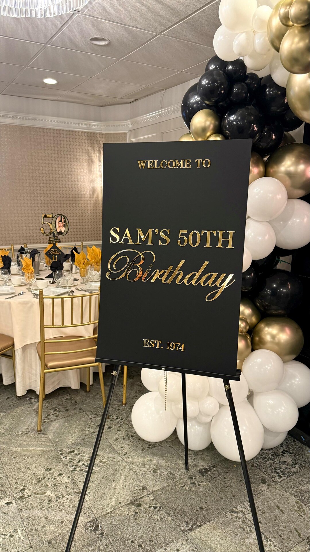 Birthday Welcome Sign . Party Decor . Gold Mirror 3D Acrylic . Entrance ...