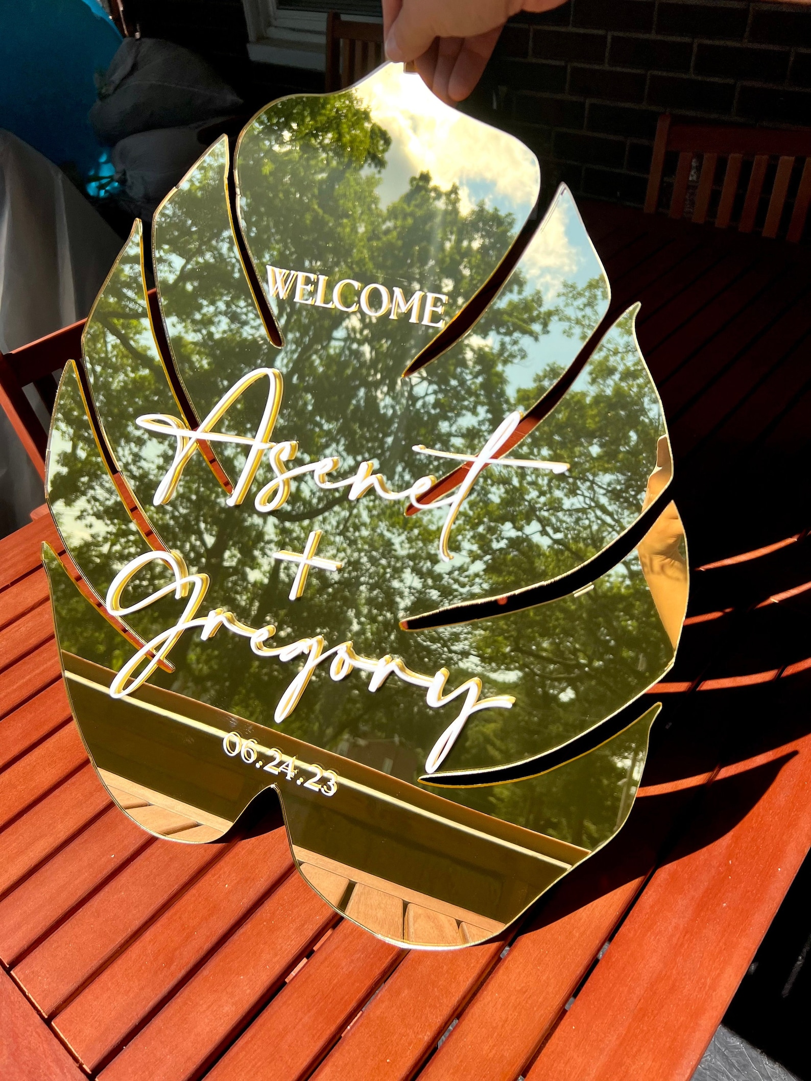 Monstera Leaf Table Welcome Sign, Tropical Wedding Sign, Leaf Welcome ...