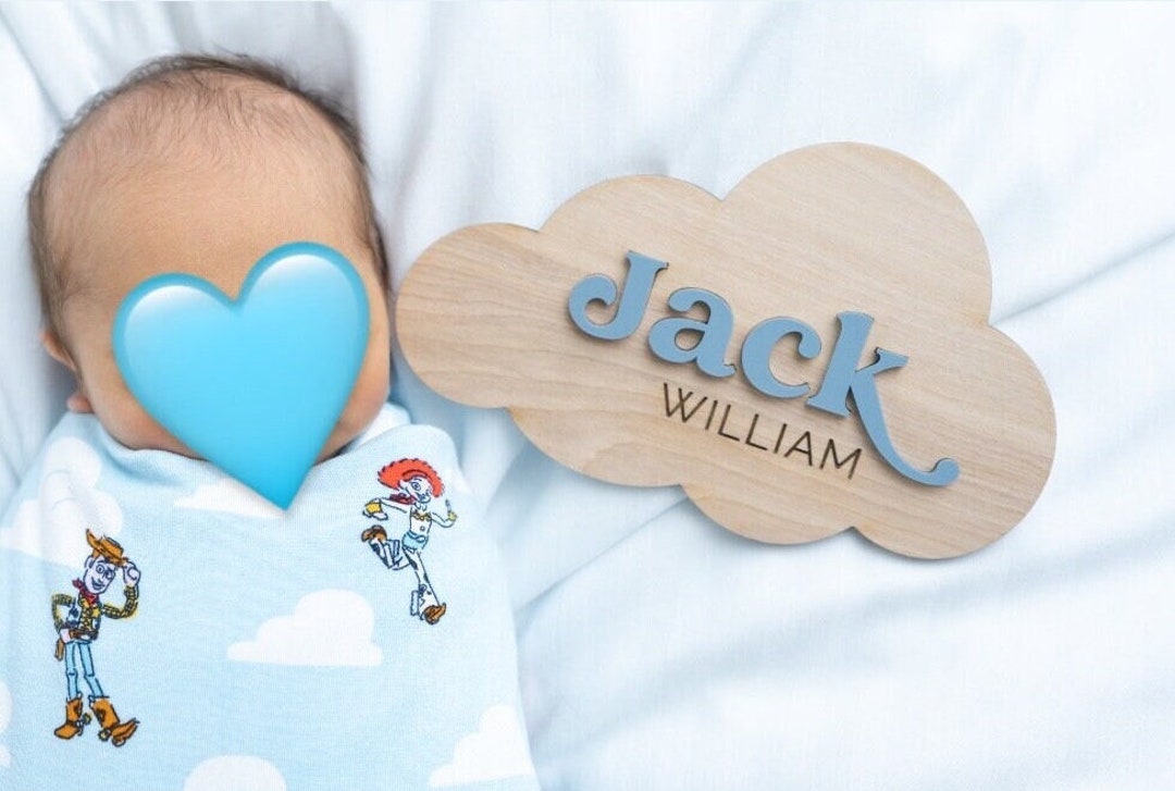 Cloud Baby Name Announcement Sign | Personalized Baby Name Plaque ...