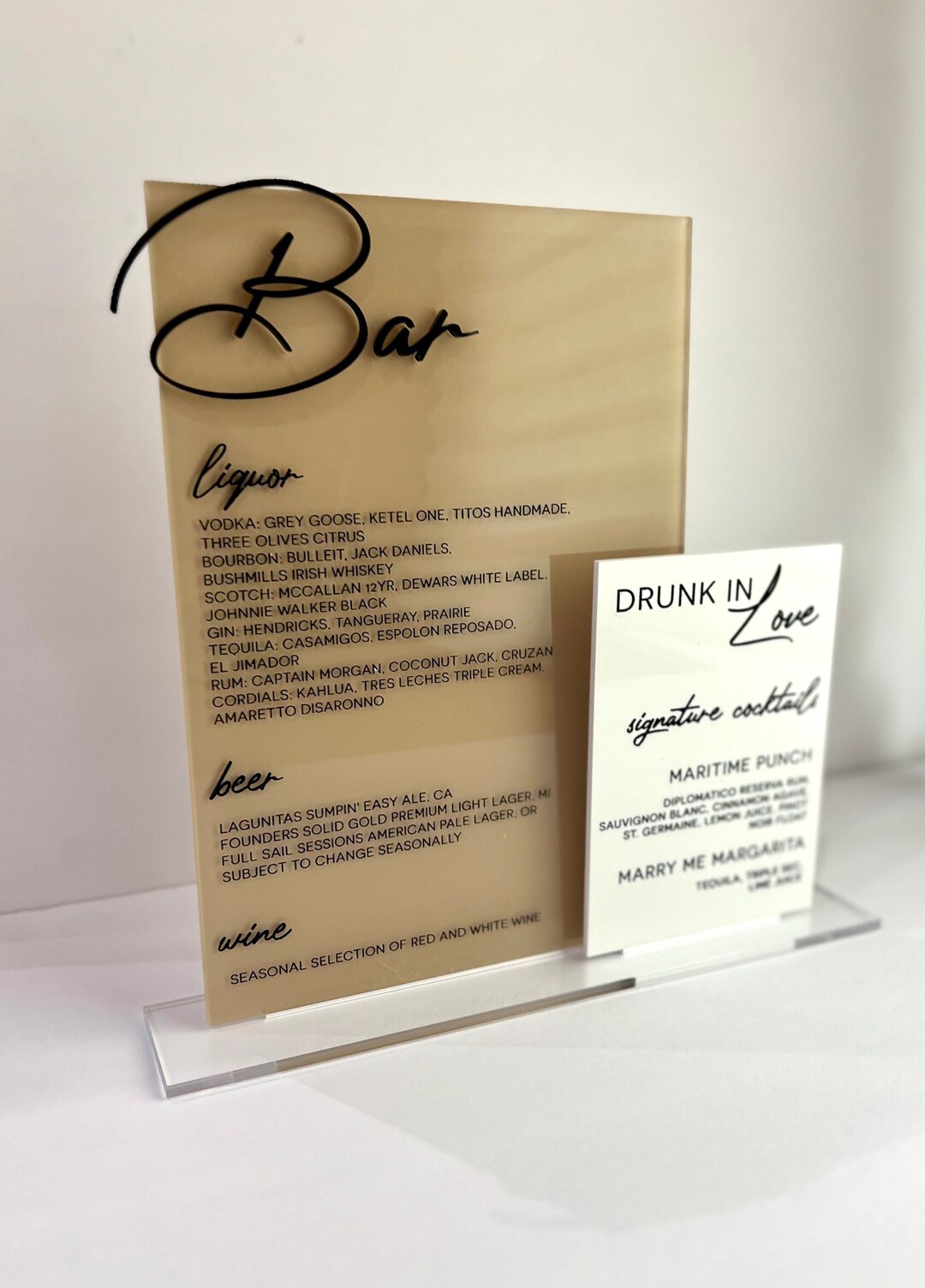 Bar Menu Sign Cocktails Sign Drink Sign Wedding Bar Sign Signature ...