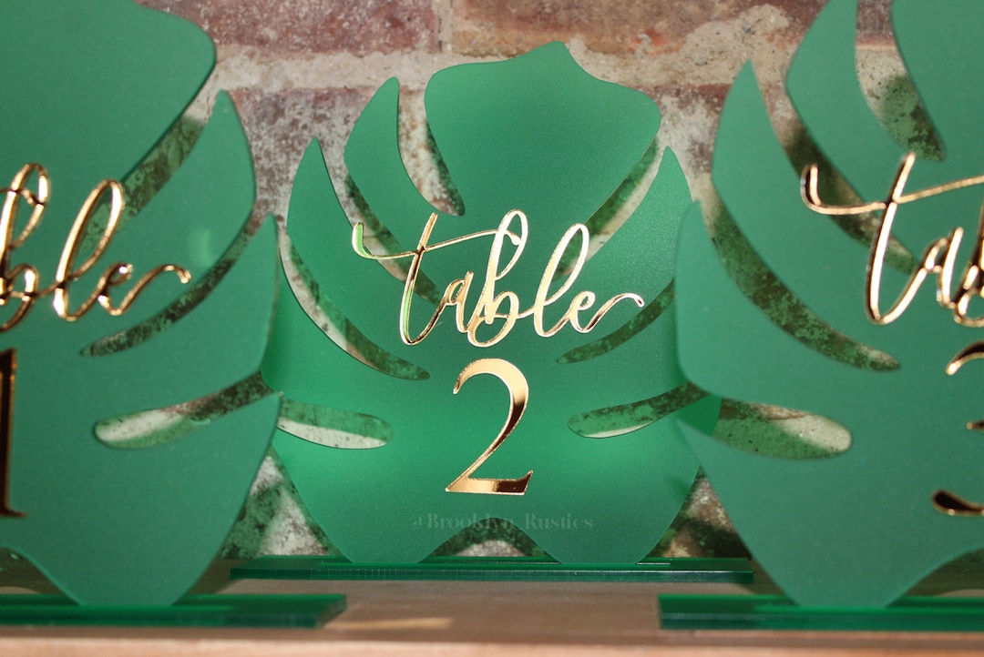 Monstera Leaf Table Number • Tropical Table Number • Hand Lettered ...