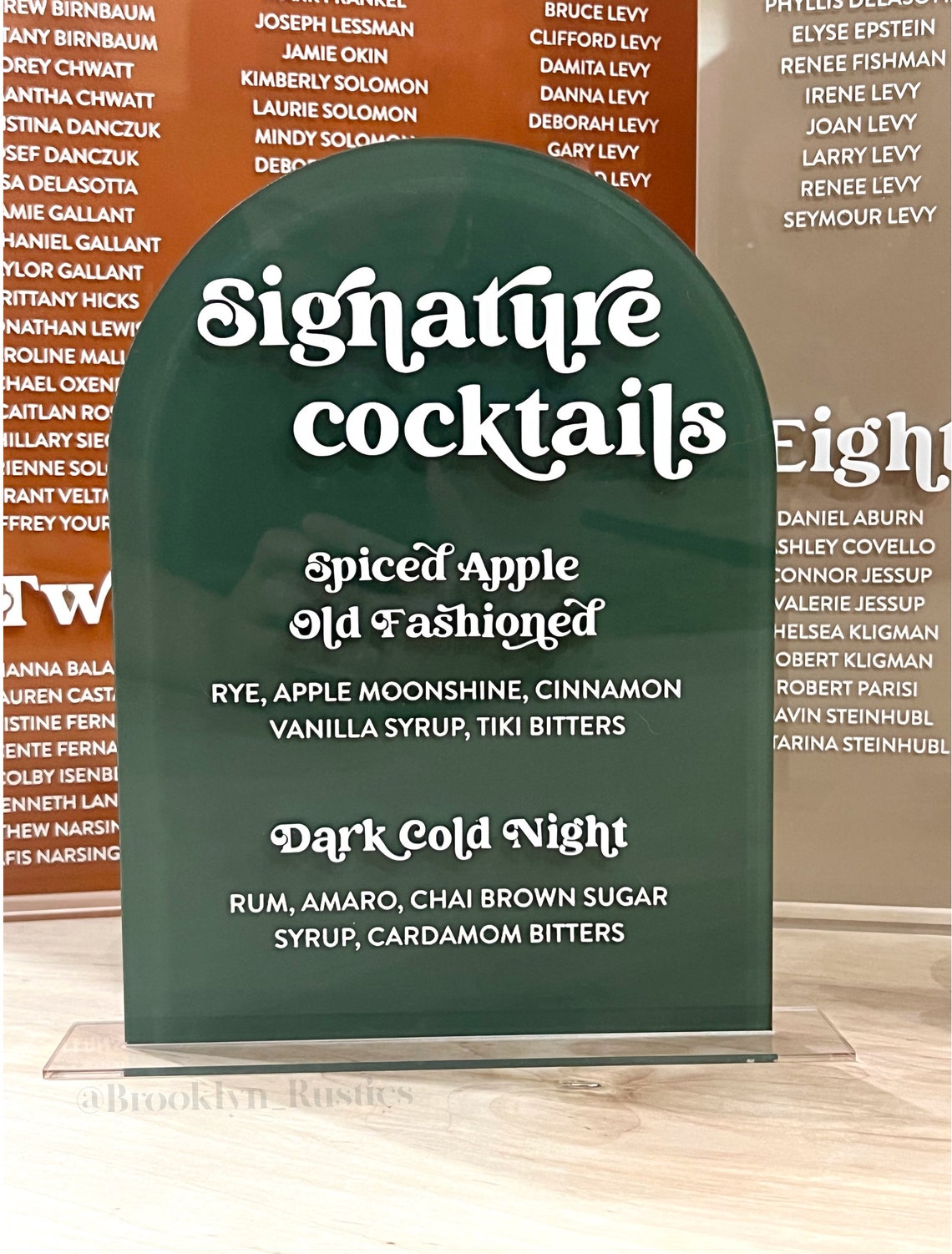 Signature Cocktail Sign Retro Bar Sign Drink Sign - Etsy