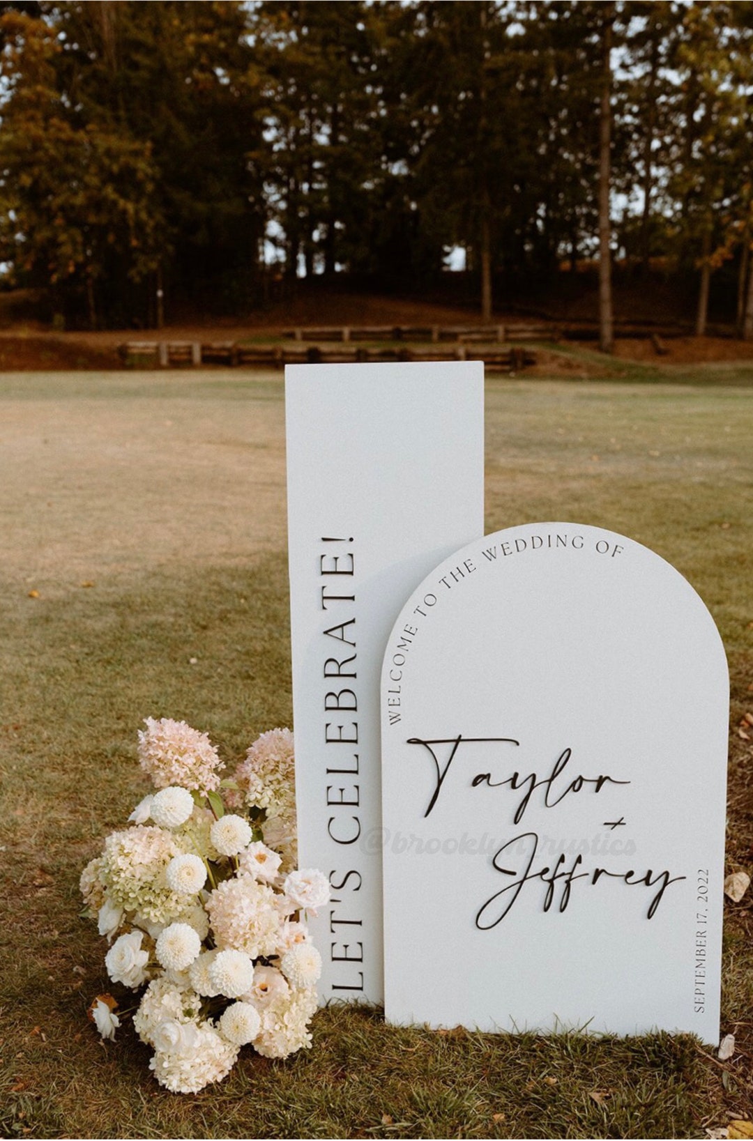 2 Piece Sign Set Classic Wedding Welcome Sign With Stands, Modern ...
