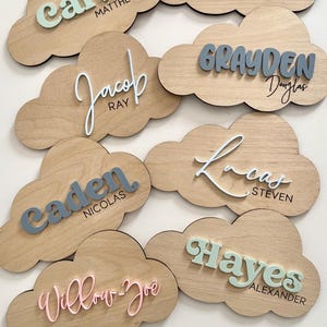 Cloud Baby Name Announcement Sign | Personalized Baby Name Plaque ...