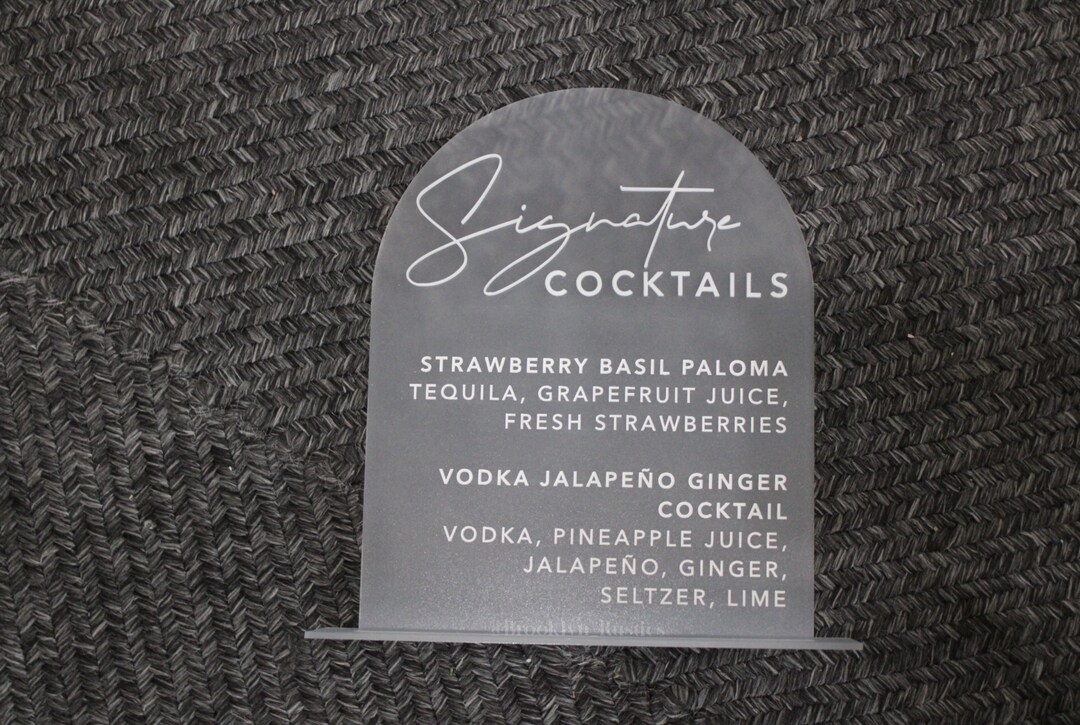 Signature Cocktails Sign • Modern Bar Sign • Drink Sign • Wedding Sign ...
