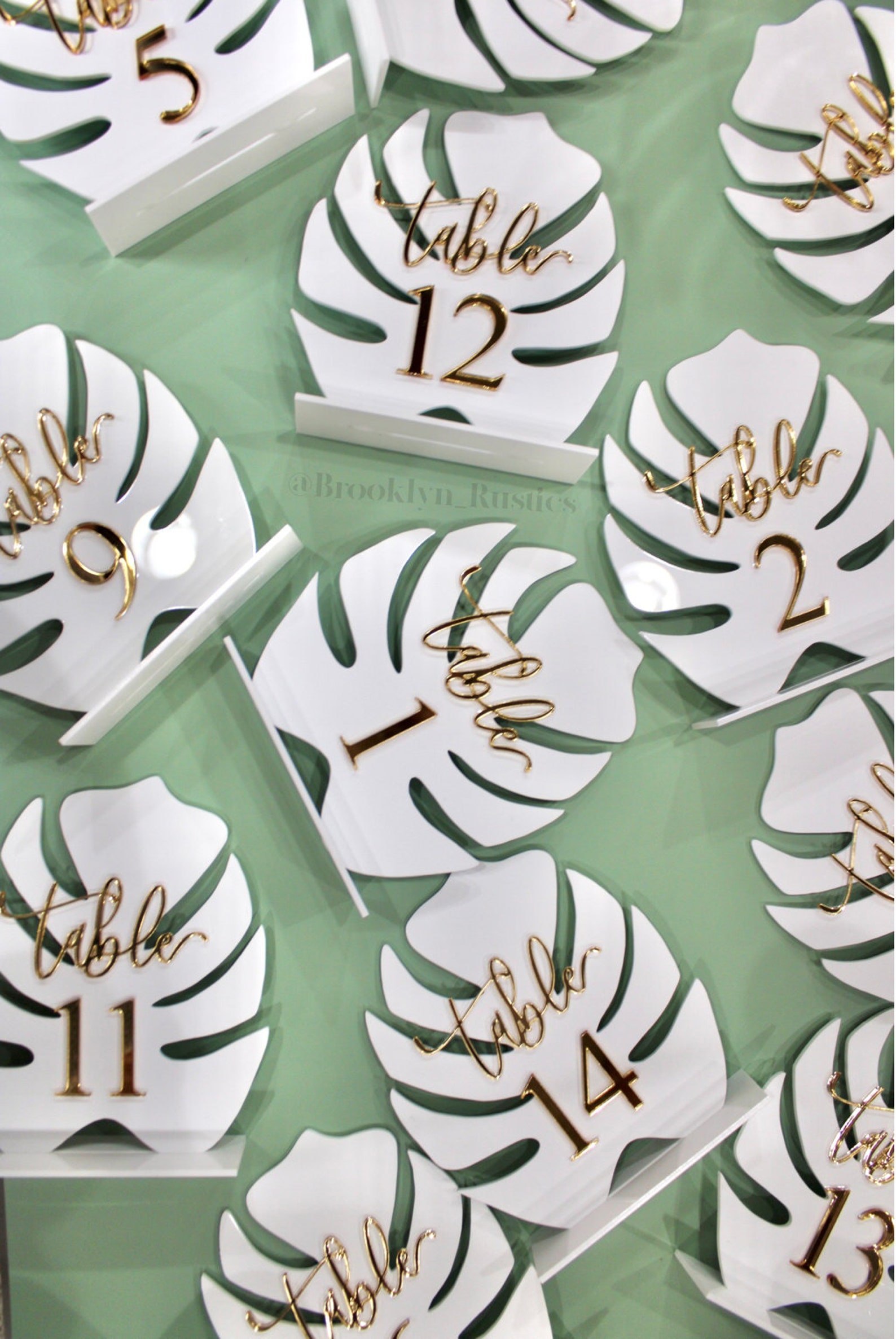 Monstera Leaf Table Number Tropical Table Number Hand Lettered Table ...