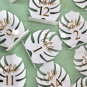 Monstera Leaf Table Number • Tropical Table Number • Hand Lettered ...