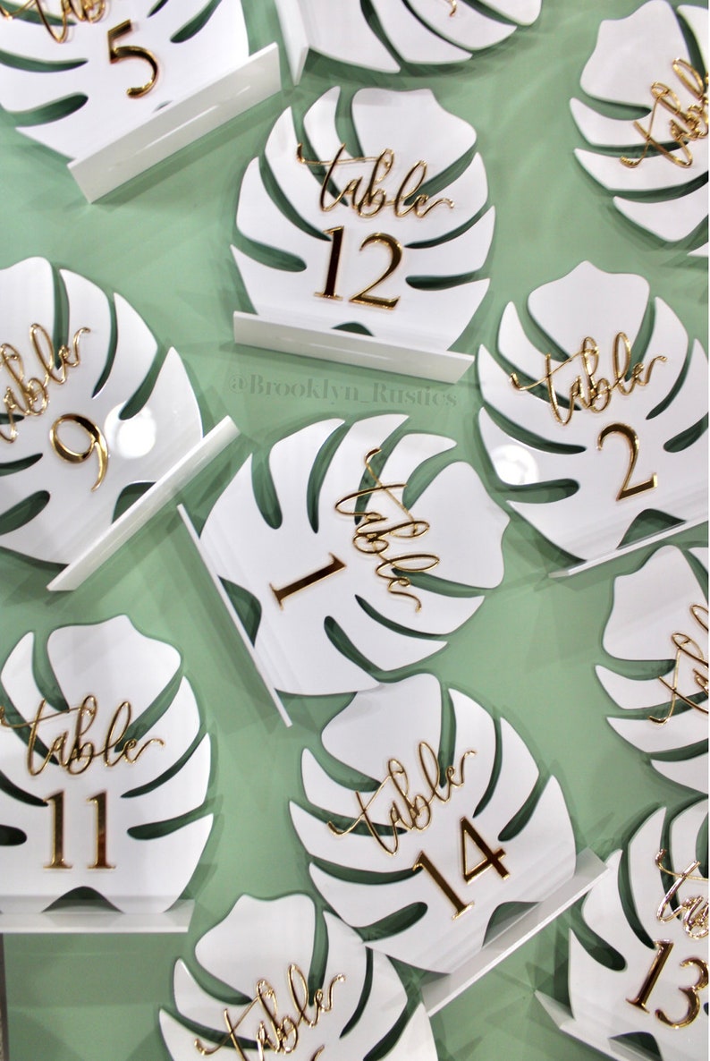 Monstera Leaf Table Number Tropical Table Number Hand - Etsy