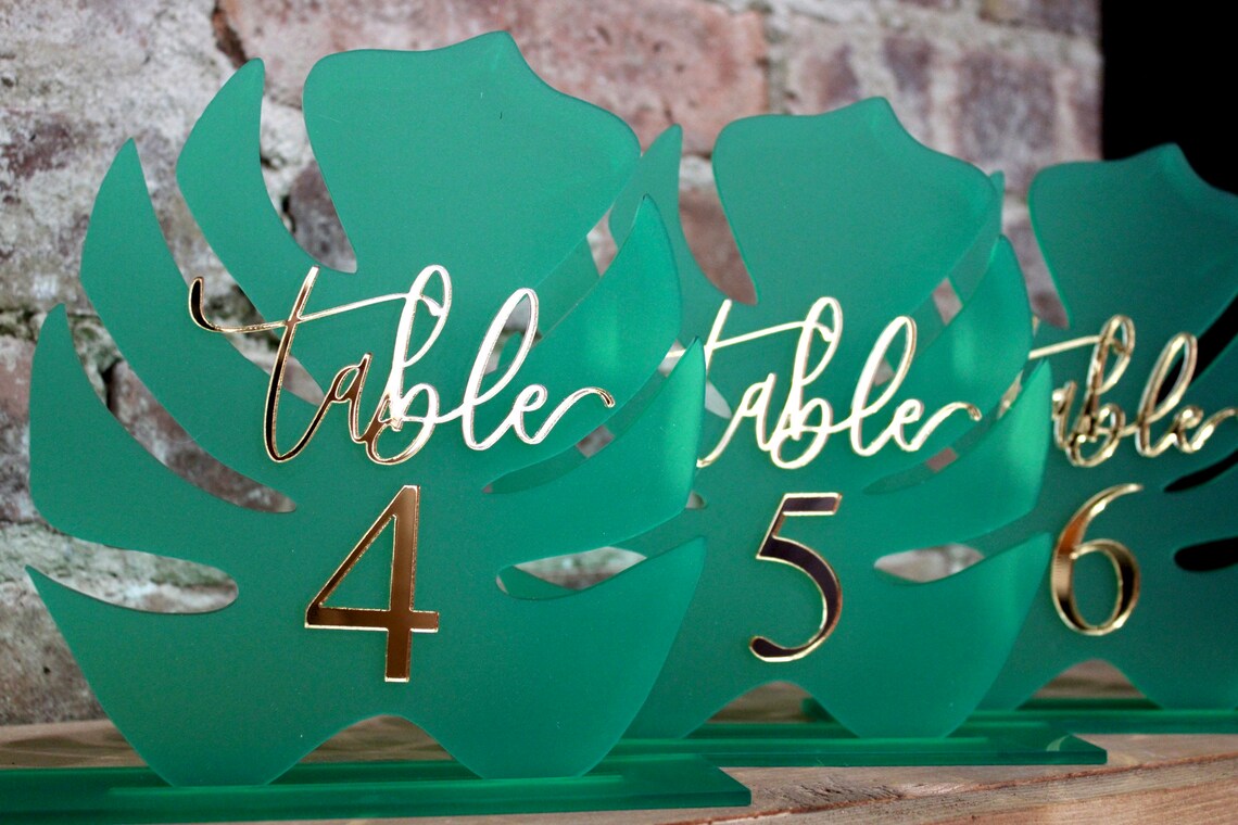 Monstera Leaf Table Number Tropical Table Number Hand | Etsy