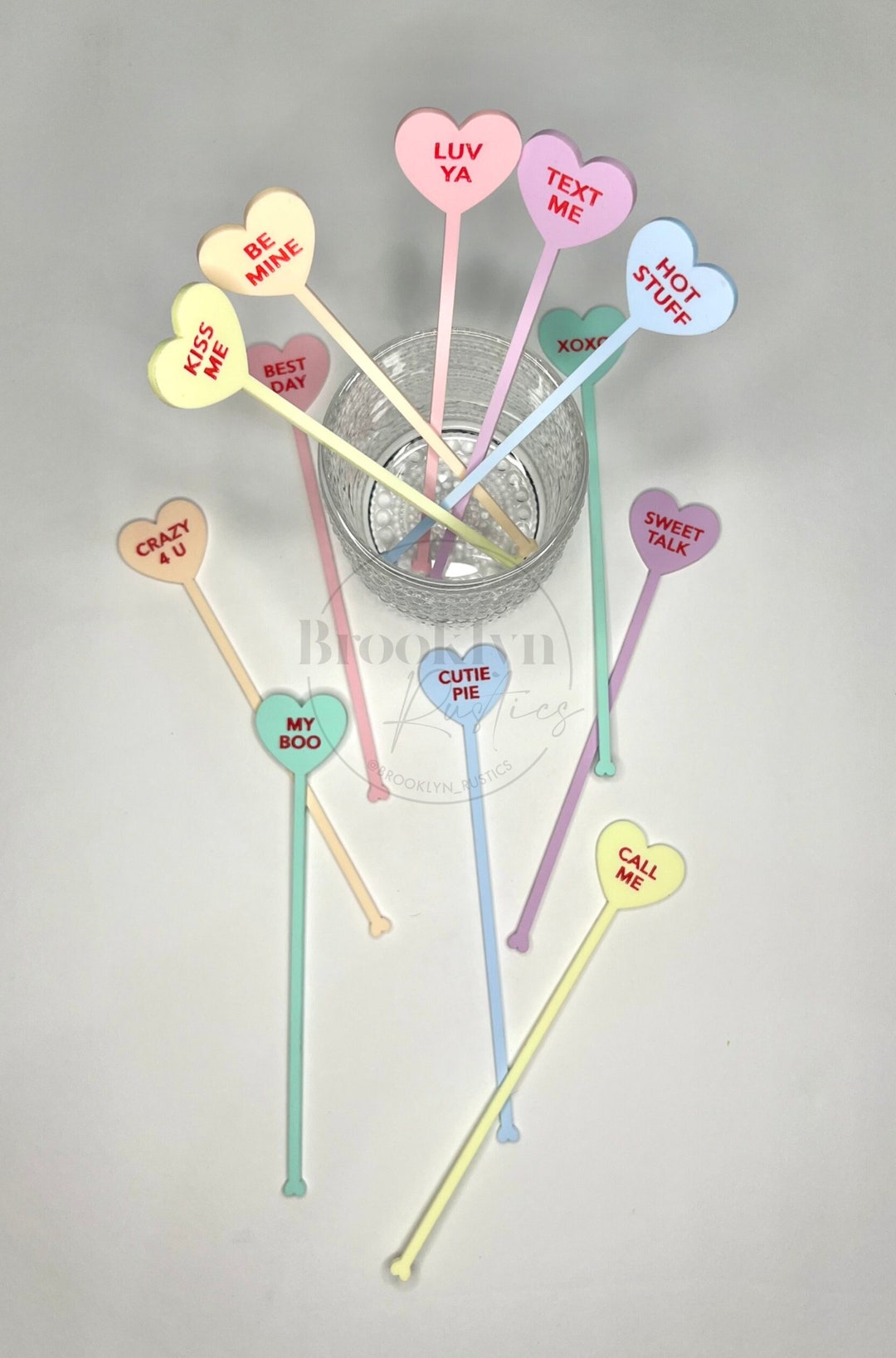 Pack of 12 Valentine's Stirrers | Conversation Candy Hearts | Galentine ...