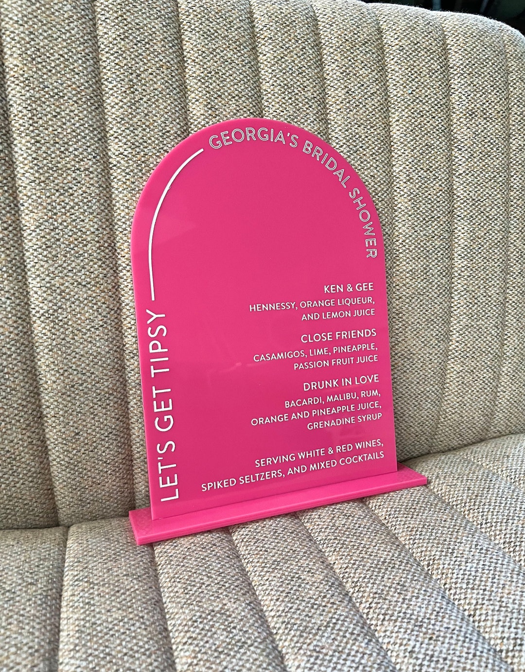 Signature Cocktail Sign • Bar Menu Sign • Pink Bar Sign • Wedding Sign ...