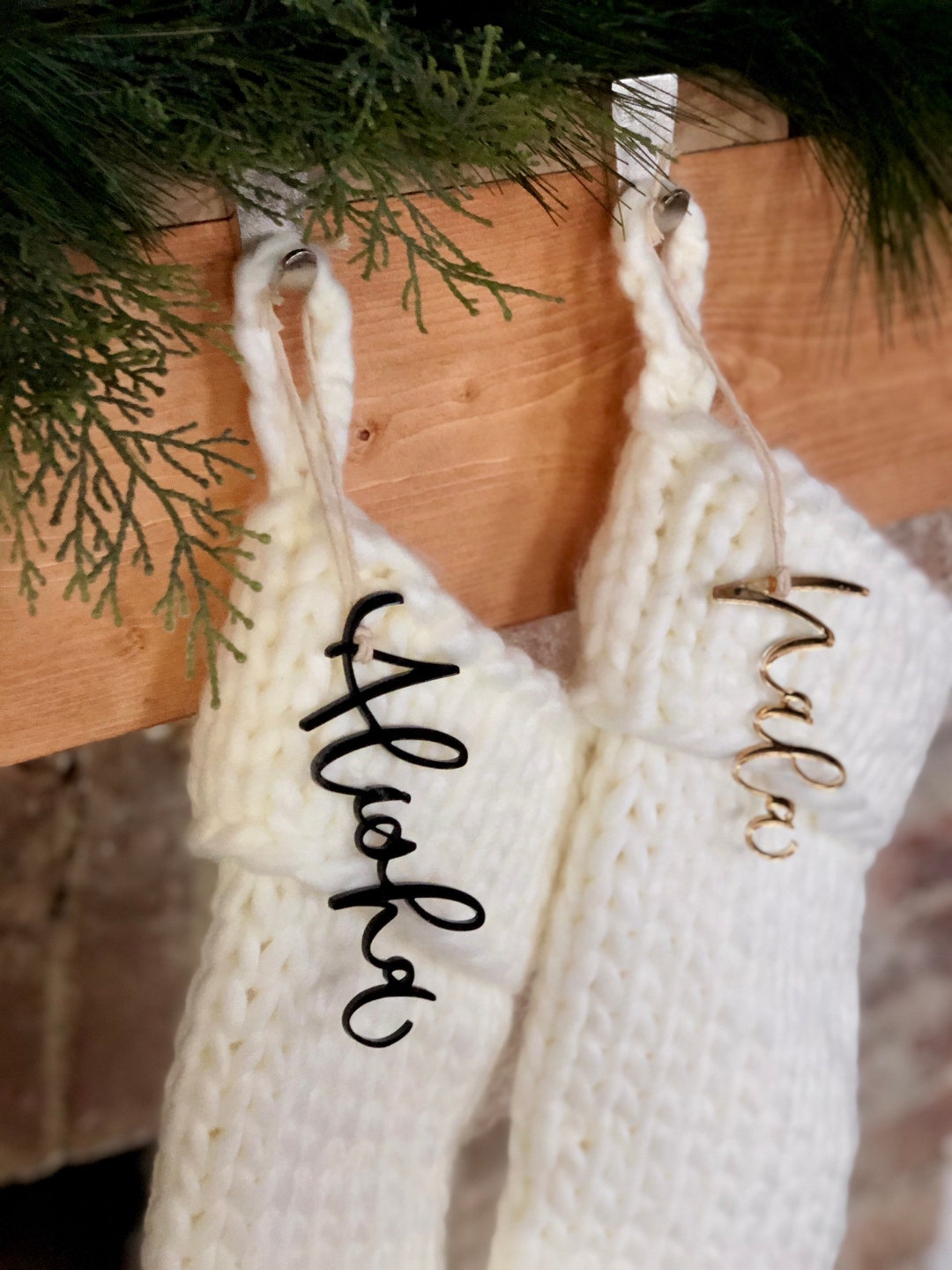 Laser Cut Stocking Tags • Acrylic Name Tags • Gold Stocking Tags ...