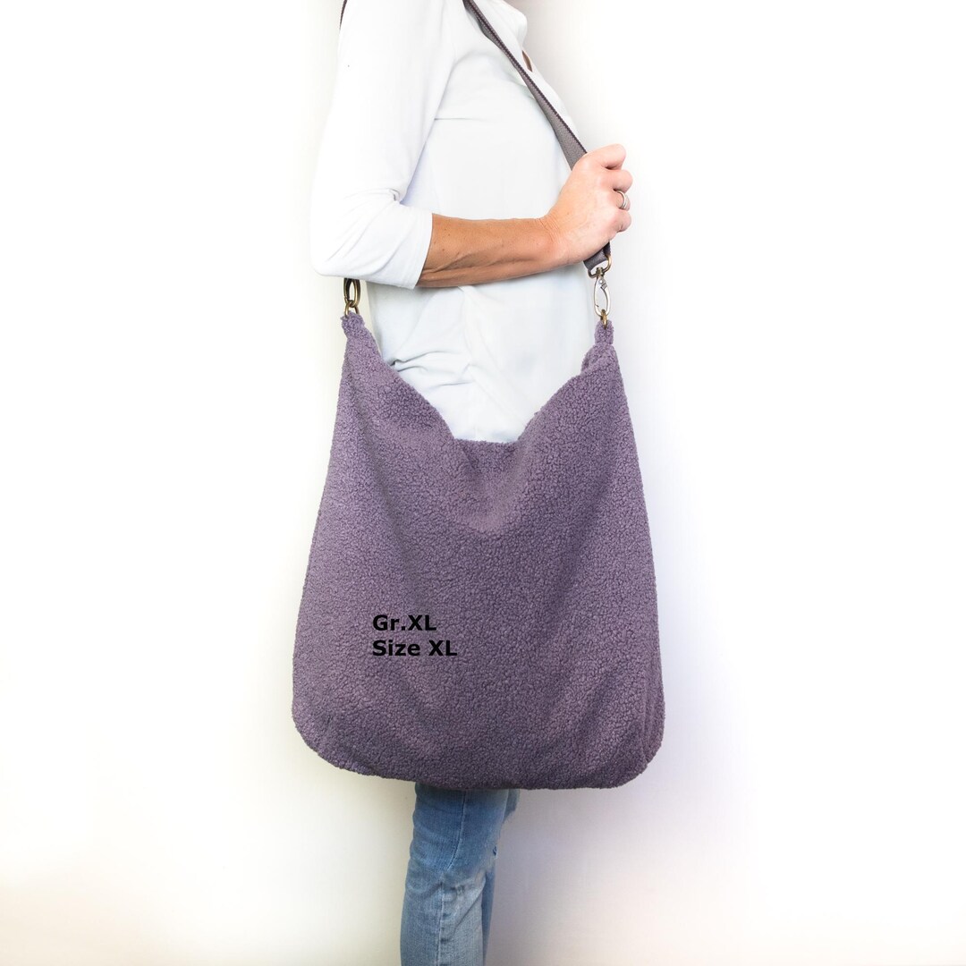 Teddy Bag XL Purple | Cuddly Bouclé Shoulder Bag Handmade | Large ...