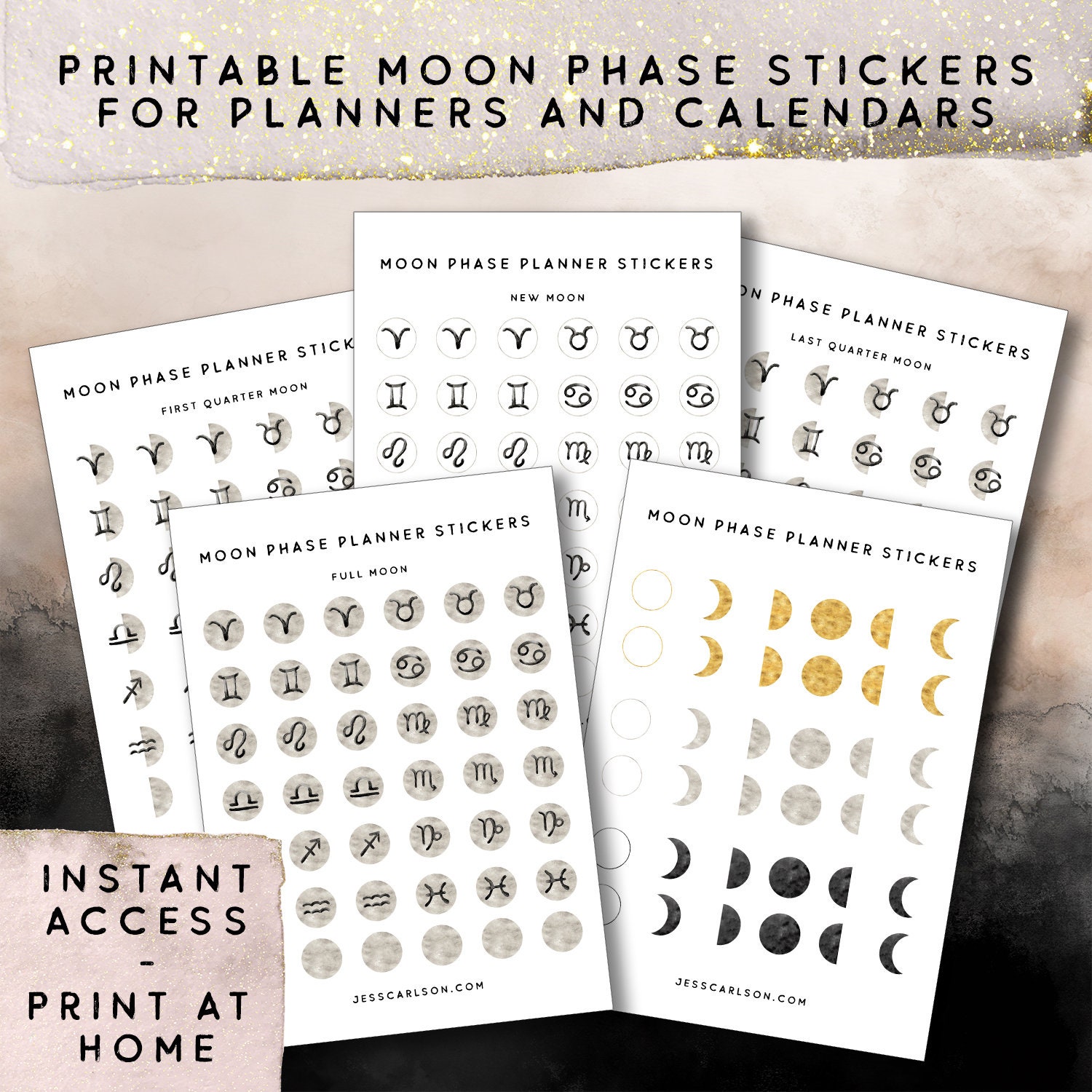Printable Moon Phase Stickers for Planners and Calendars - Etsy
