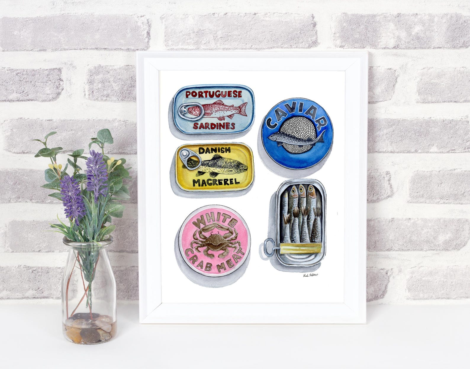 Tinned Fish Watercolor Print, Food Illustration, Sardine Art - Etsy