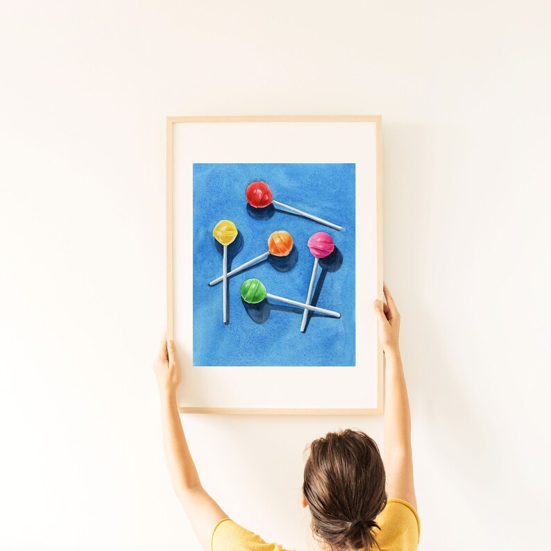 Lollipops Watercolor Print, Pop Art Candy Wall Decor - Etsy